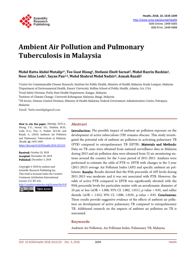 Ambient Air Pollution and Pulmonary Tube | PDF | Tuberculosis