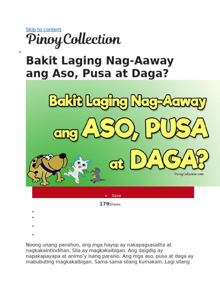 Bakit Laging Nag-Aaway Ang Aso, Pusa at Daga | PDF