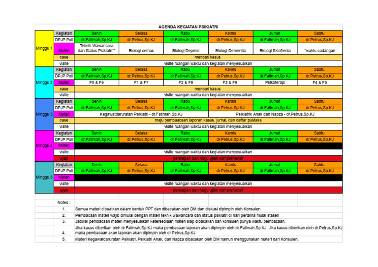 Kalender Kegiatan Stase Jiwa | PDF