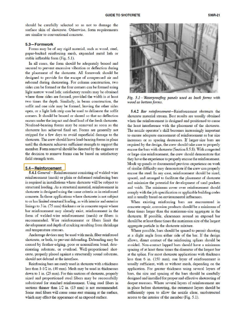 Shotcrete Spec ACI 506R 21 5.4 | PDF