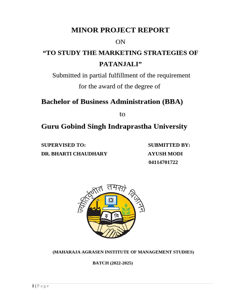 Minor - Project Patanjali Ayush | PDF | Business