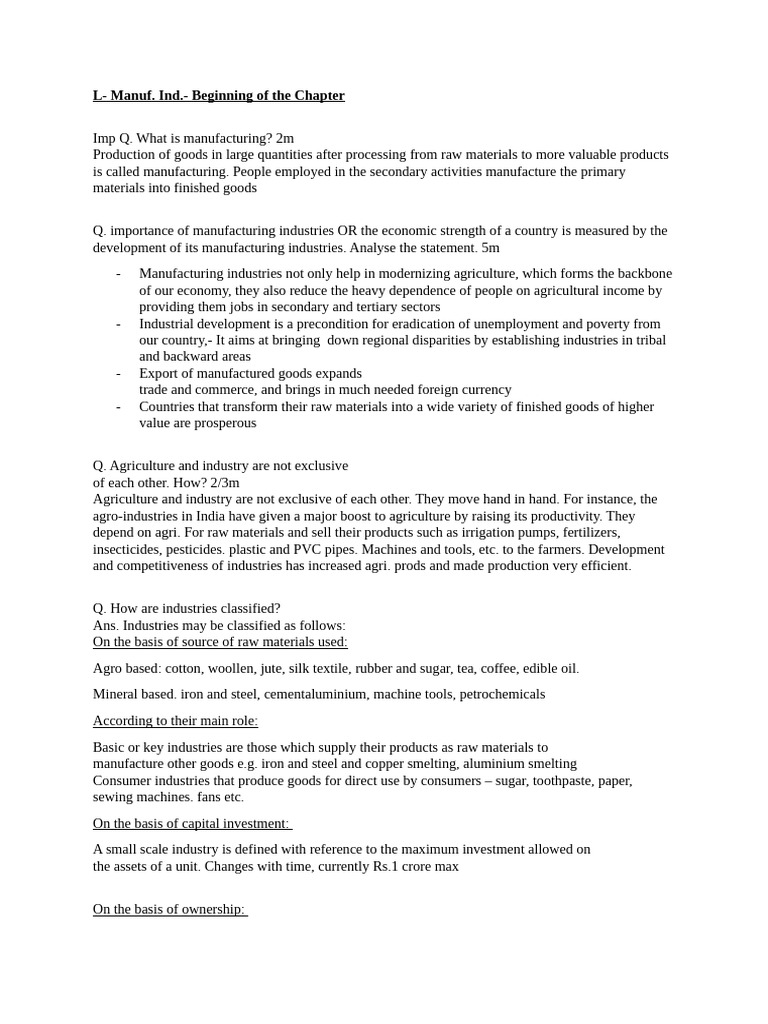 Manufacturing Industries Class X CBSE | PDF | Textiles | Weaving