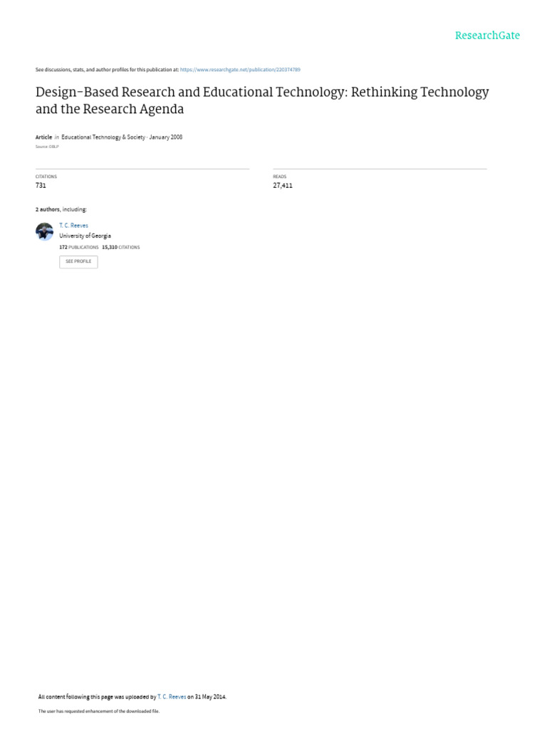 Design-Based Research and Educational Technology R | PDF | Educational Technology | Hypothesis