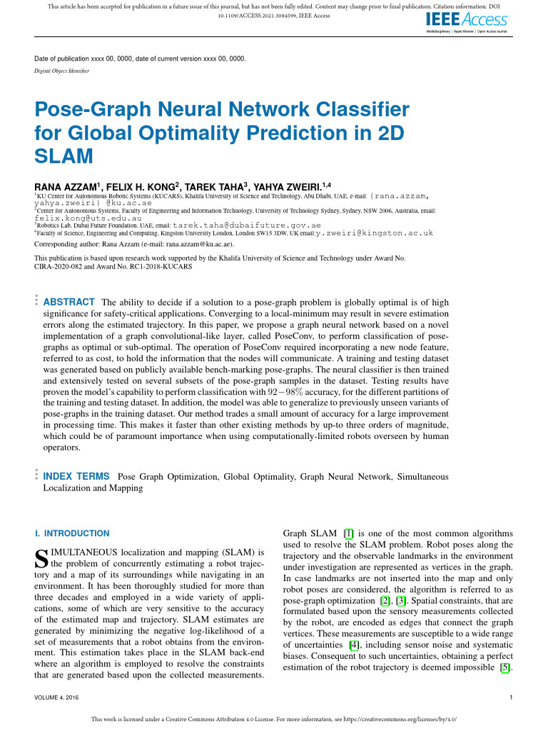 Pose-Graph Neural Network Classifier For Global Op | PDF | Cross ...