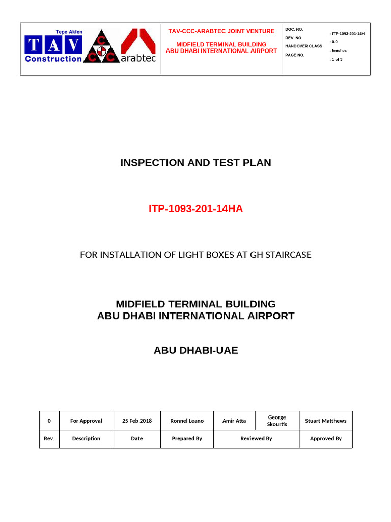 Itp - Installation of Light Boxes For GH Staircase | PDF | Design