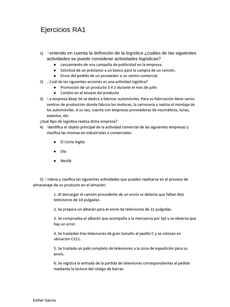 Ejercicios RA1 | PDF | Logística | Paleta