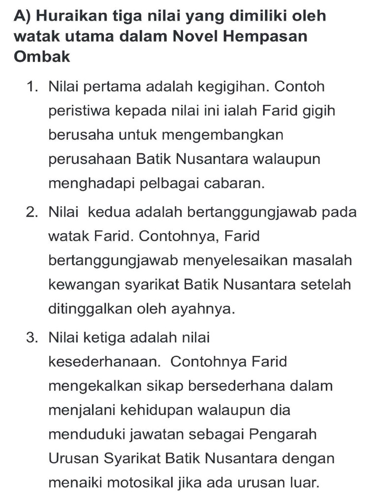 Soalan Novel BM Form 3 | PDF