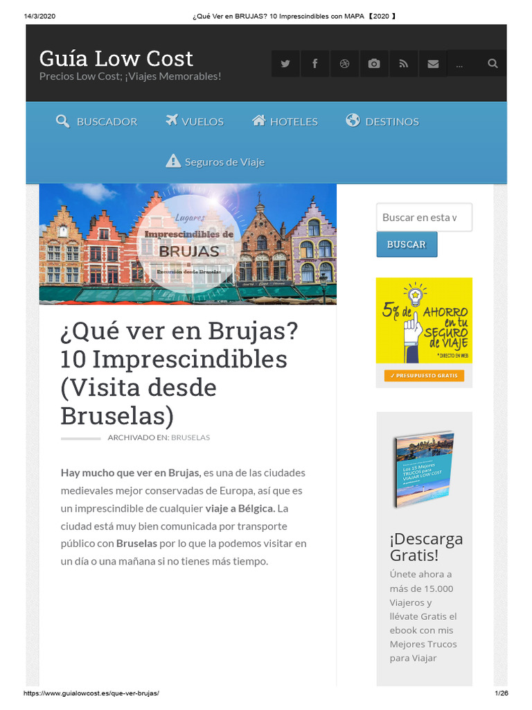 BRUJAS - ¿Qué Ver en BRUJAS - 10 Imprescindibles Con MAPA 【2020 】 | PDF | Bélgica