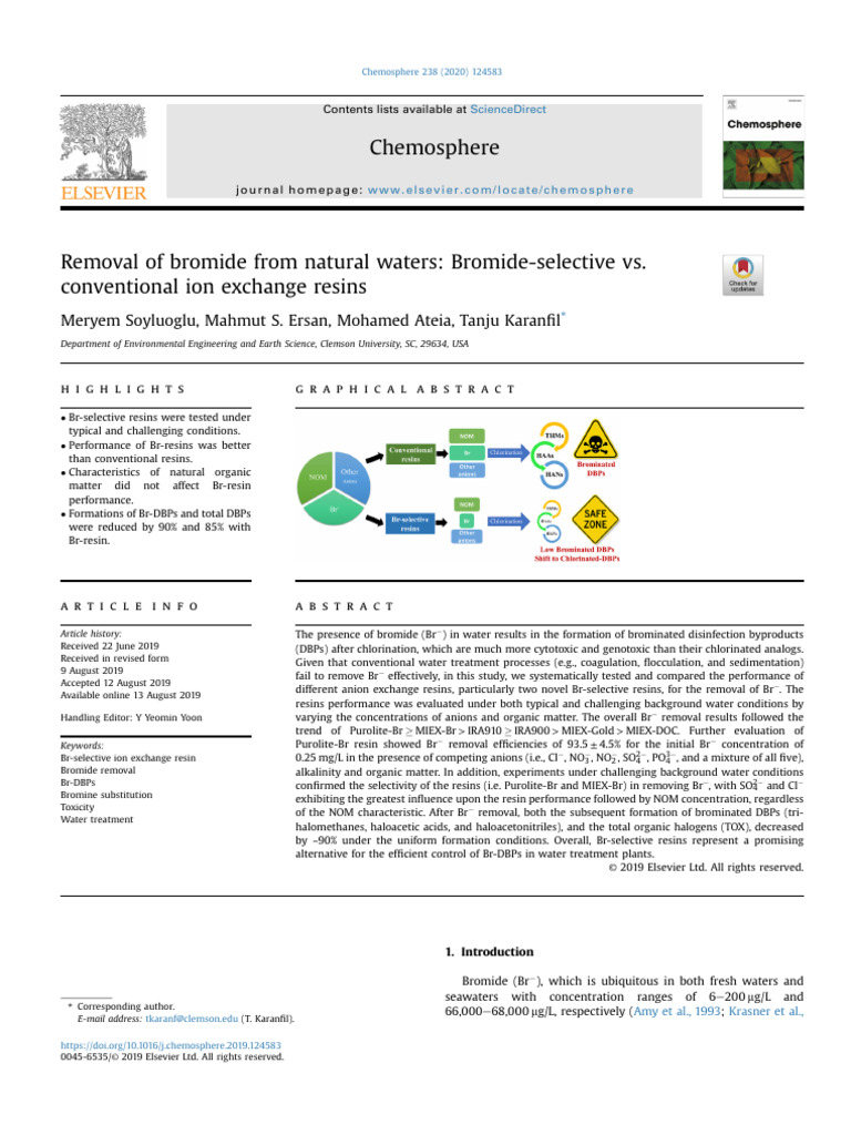 Bromide Removal Using Selective Resins | PDF | Chloride | Chlorine