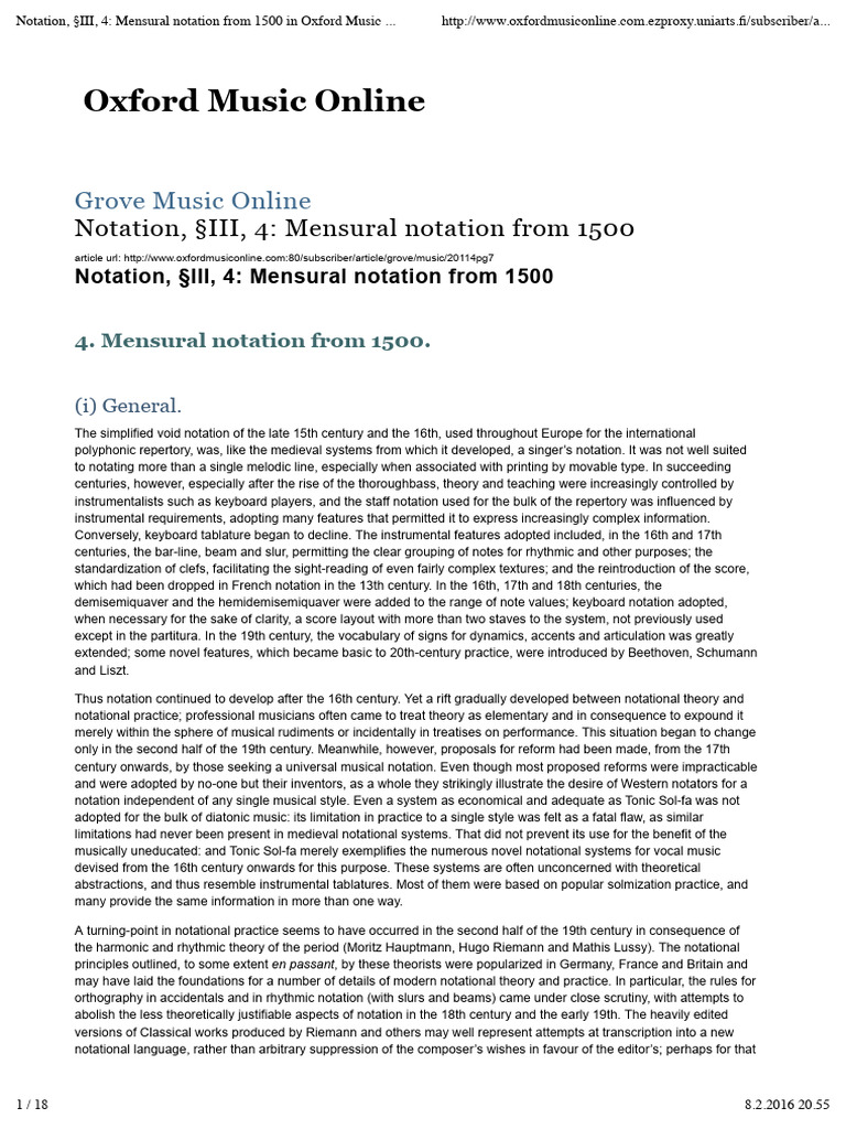 Mensural Notation Groves Online | PDF | Musical Notation | Tempo