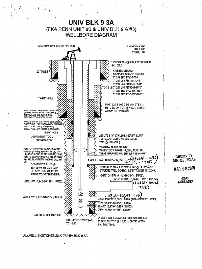 Wellbore Diagram University Block 9 3A 42-003-05161 2 | PDF | Computers ...