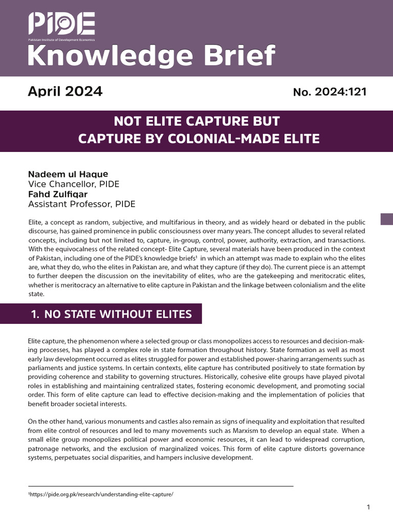 KB 121 Not Elite Capture But Capture by Colonial Made Elite | PDF ...