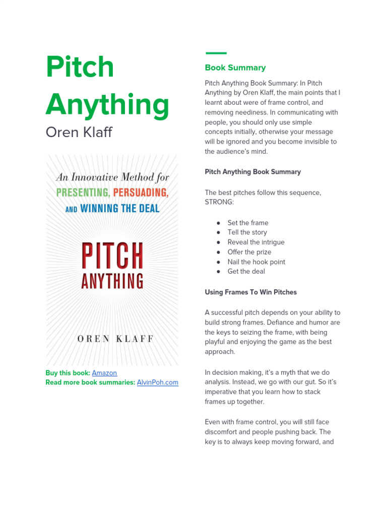 Book Summary Pitch Anything | PDF