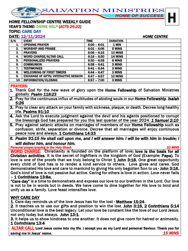 Fellowship Care Day Guide | PDF | Eucharist | Jesus