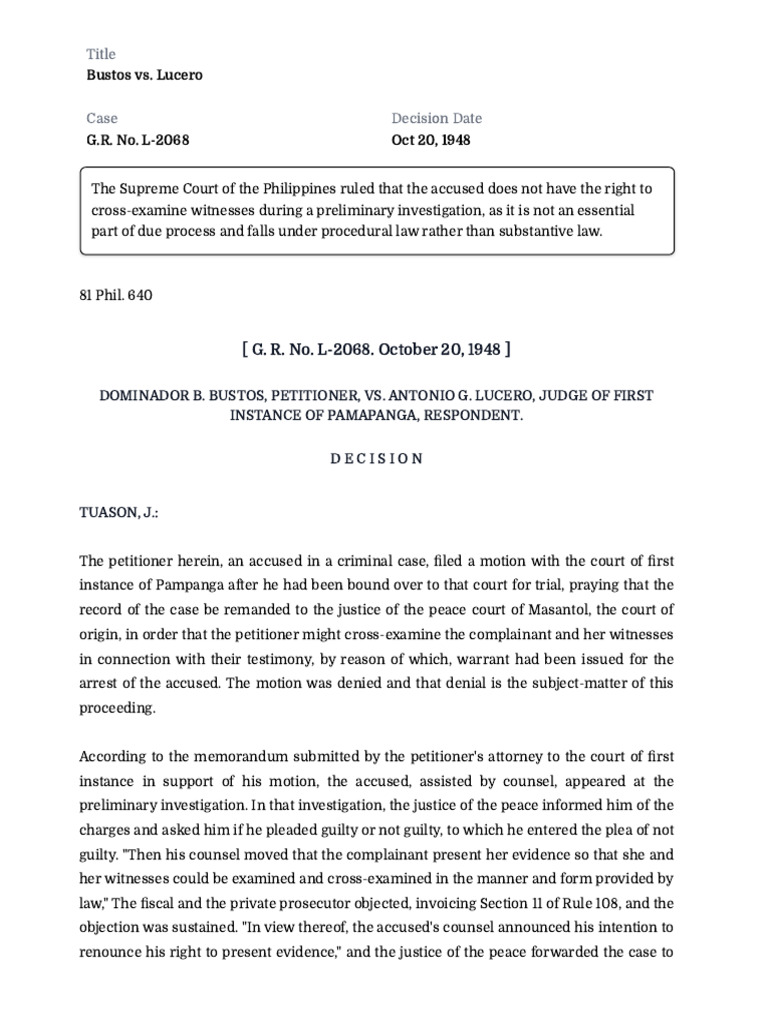 40 Bustos vs. Lucero | PDF | Plea | Prosecutor