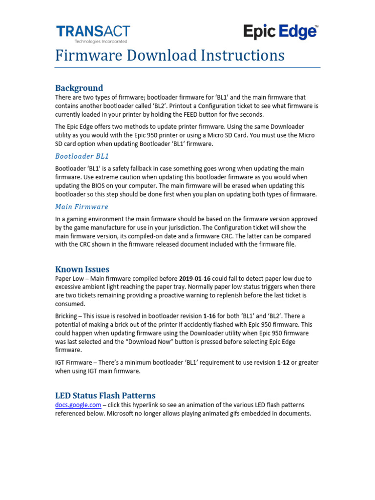 Epic Edge Printer Firmware Update Guide | PDF | Booting | Printer ...