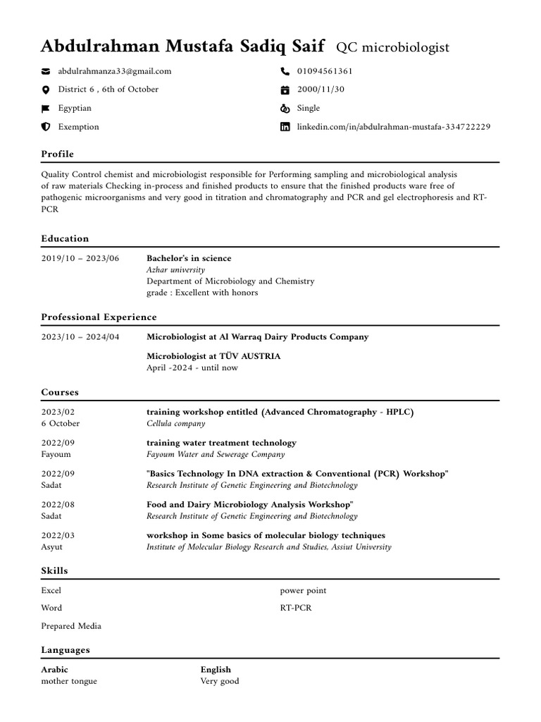 Abdulrahman Mustafa Sadiq Saif FlowCV Resume 20240816 | PDF