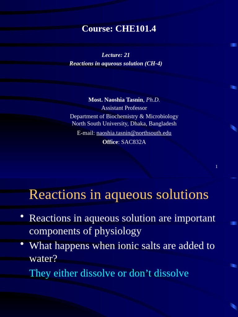 Precipitation Reactions in Aqueous Solutions | PDF | Redox | Salt ...
