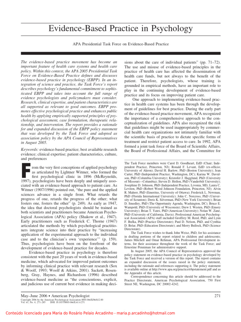 Evidence Based Statement | PDF | Psychology | Evidence Based Medicine