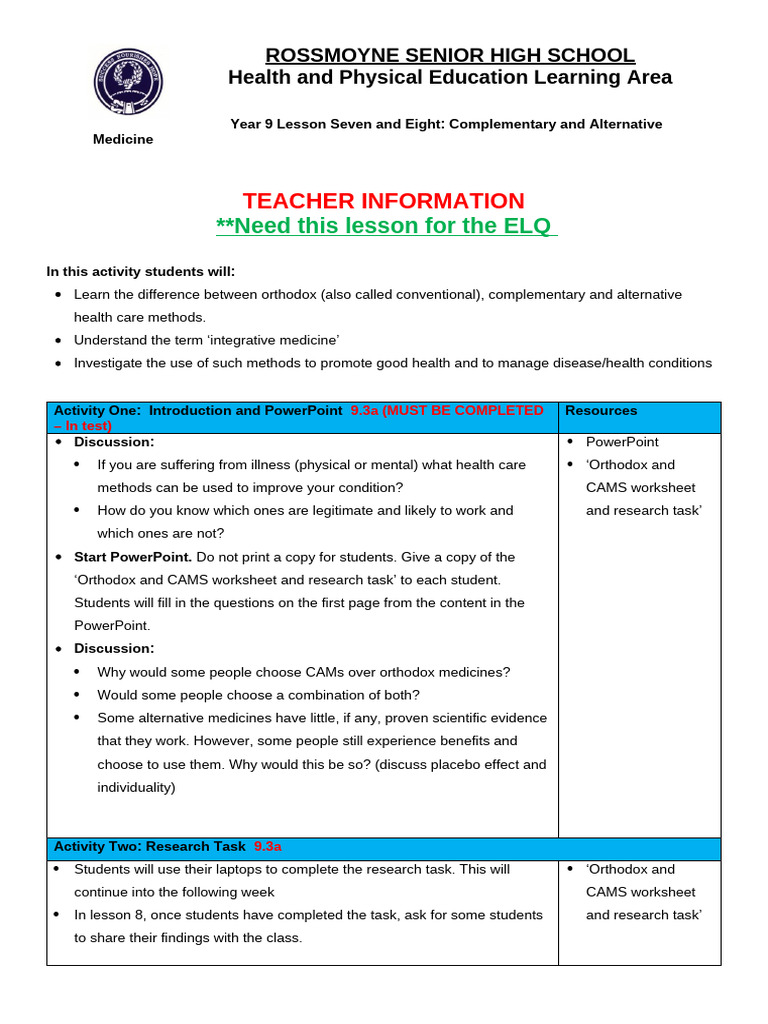 Teacher Information | PDF