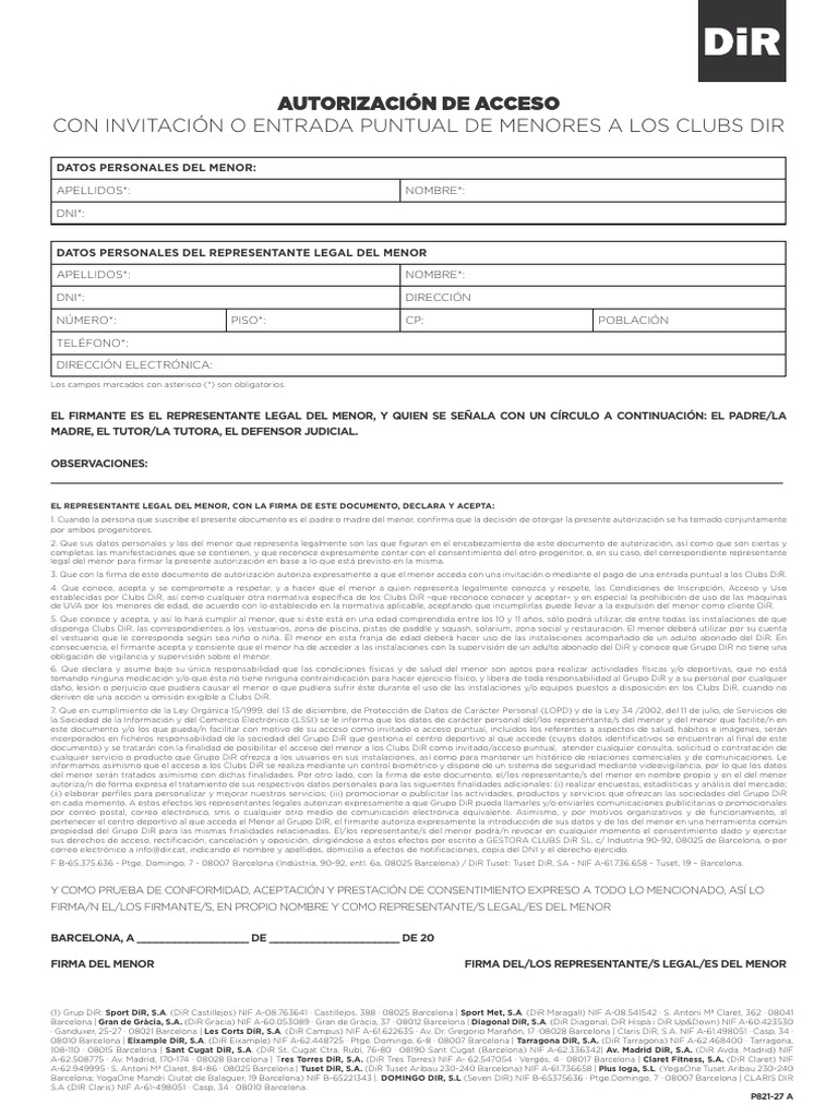 Sol - licitudAutoritzacioAccesMenors ES | PDF | Documento de identidad