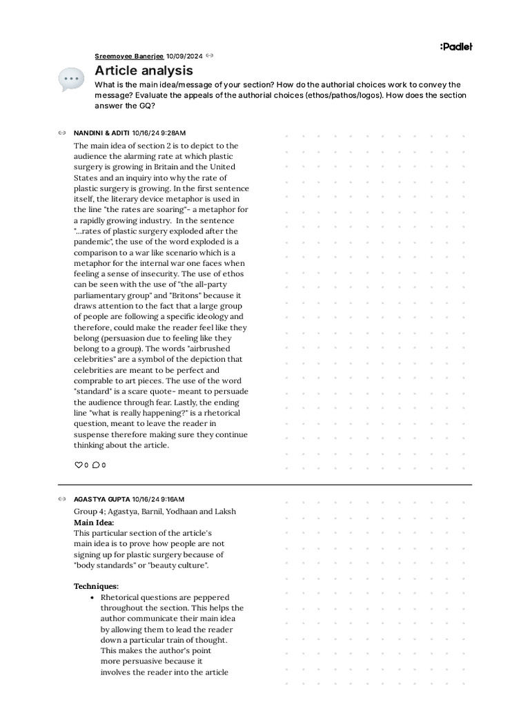 Article Analysis For Ib English HL | PDF | Rhetoric