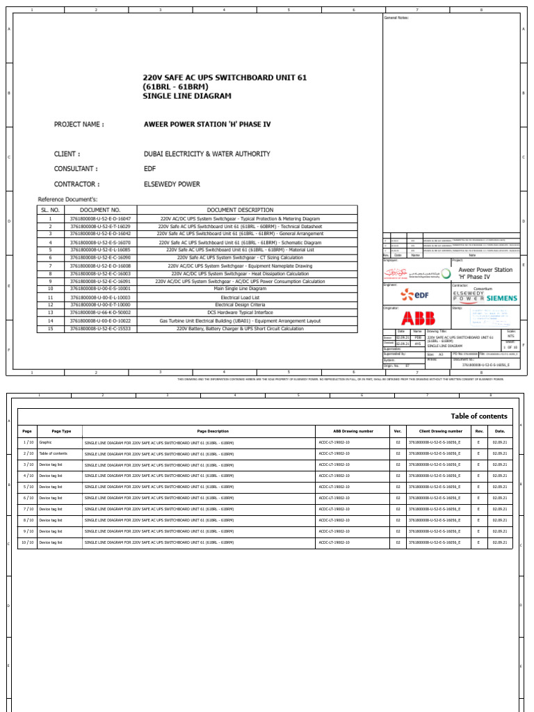 220V SAFE AC UPS Switchboard Unit 61 (61BRL-61BRM) - Single Line ...