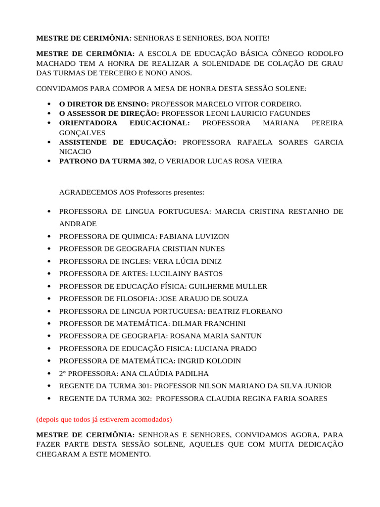 Cerimônia de Formatura | PDF