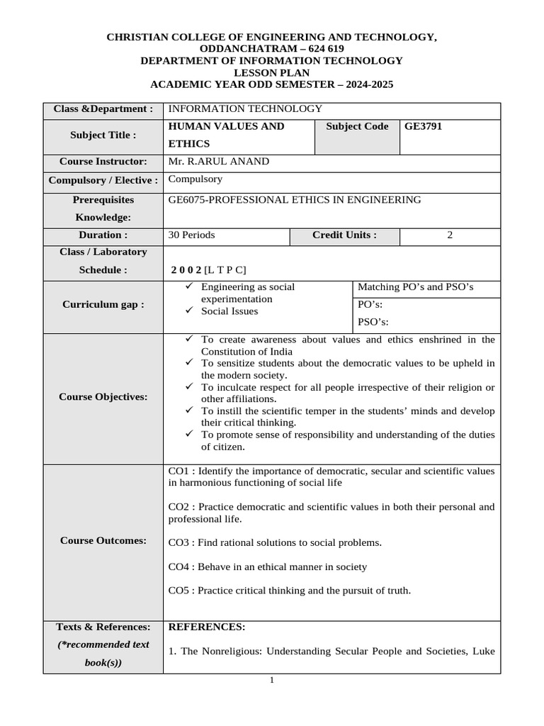 ethics lesson plan | PDF | Secularism | Epistemology