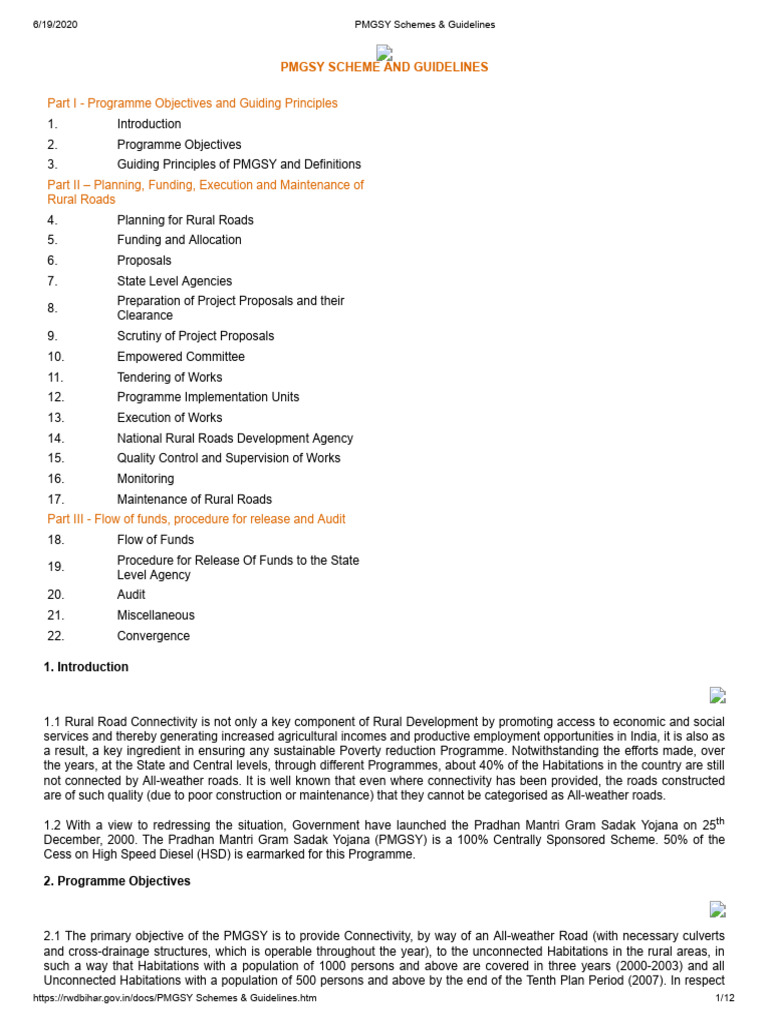 PMGSY Schemes & Guidelines | PDF | Road