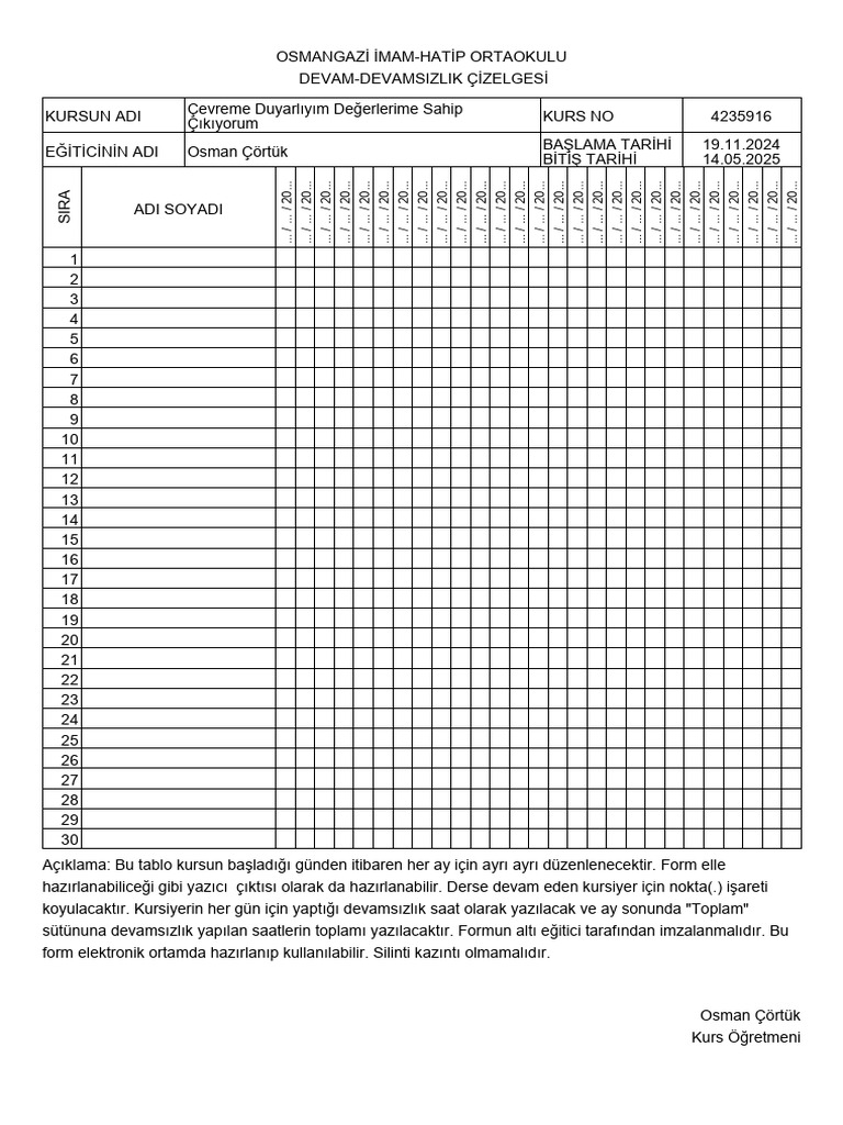 Çedes Devamsizlik | PDF