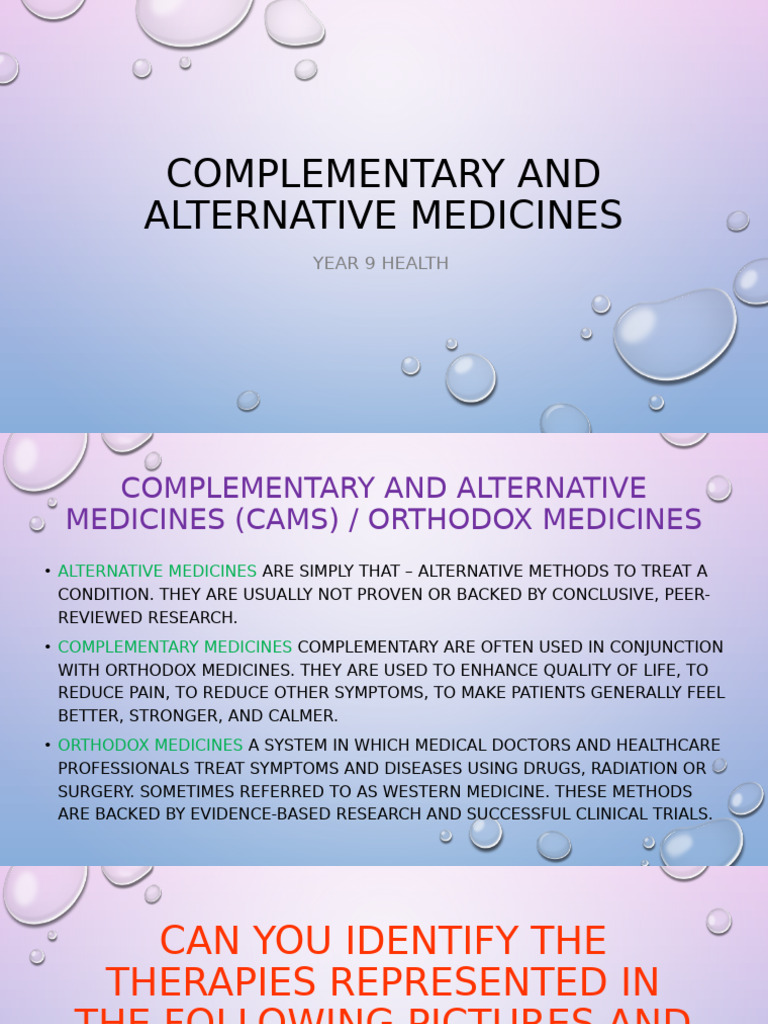 Complementary and Alternative Medicines PowerPoint | PDF | Alternative ...