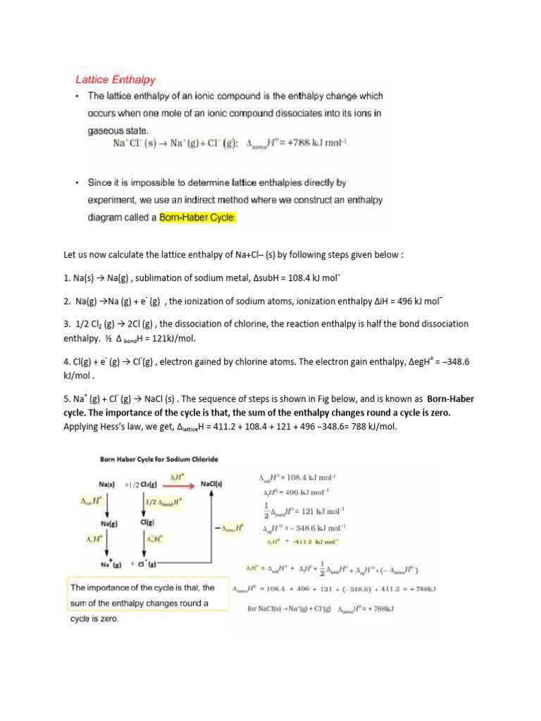 Lattice Enthalpy Class 11th | PDF | Science & Mathematics