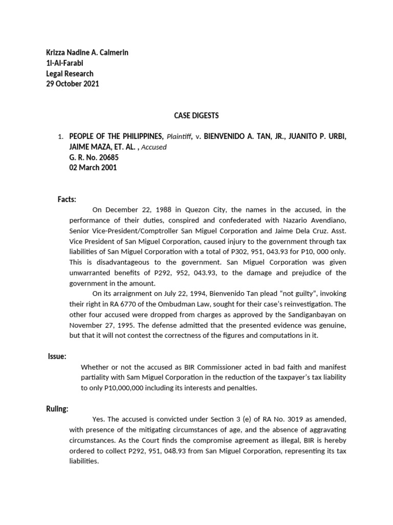 Calmerin - Case Digest | PDF | Justice | Crime & Violence