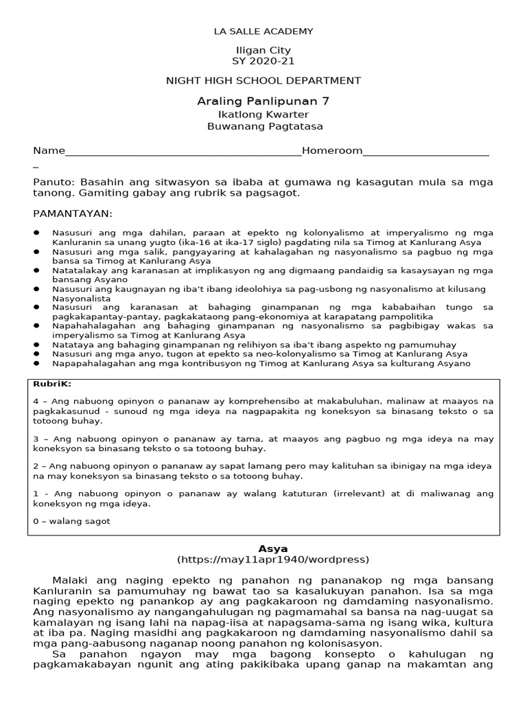 g7 3rd Quarter Summative Assessment | PDF