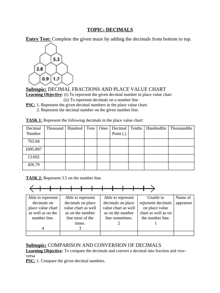 12. Decimals | PDF | Decimal | Numbers