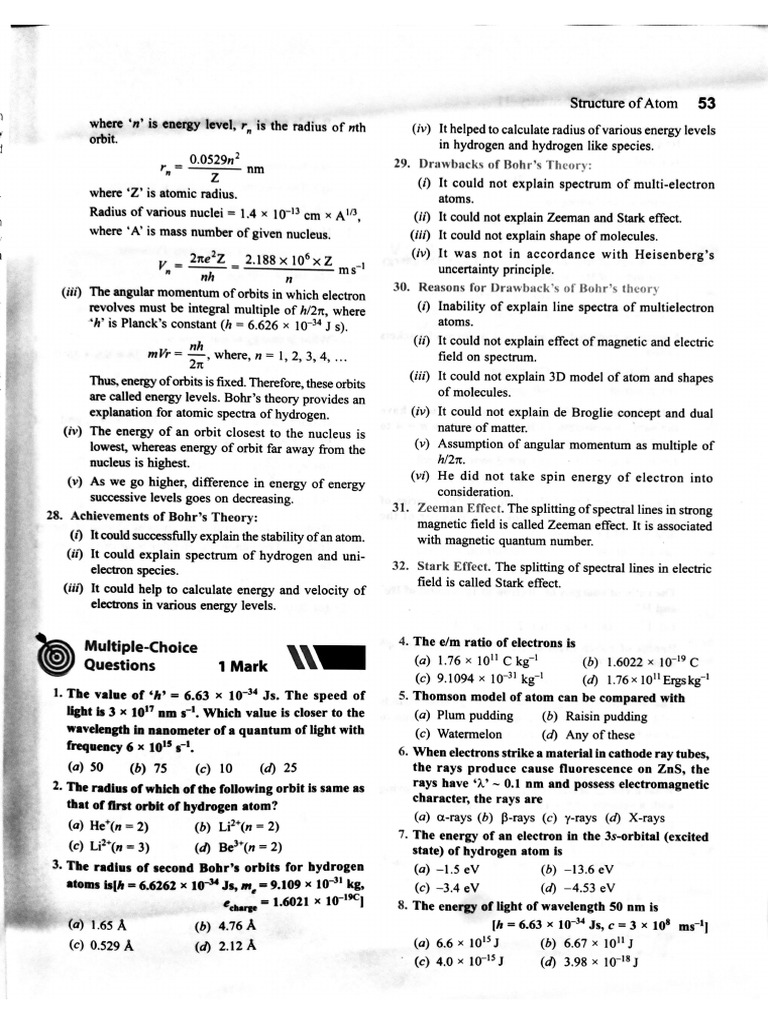 Ch-2 PYQs Structure of Atom Class XI | PDF