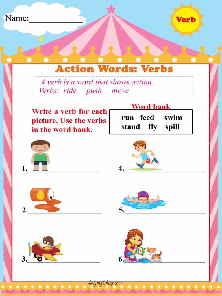 Verbs Worksheets-06pages | PDF