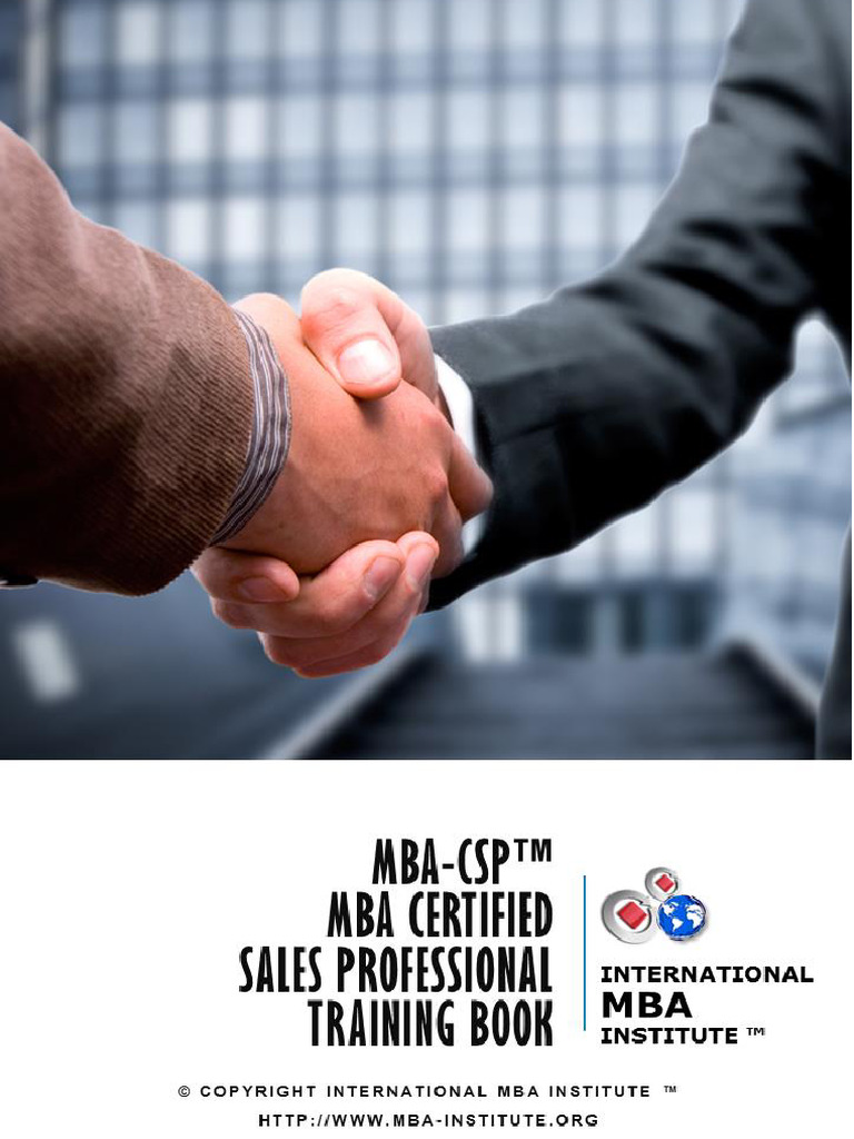 MBA Certified Sales Professional Training Book International MBA ...