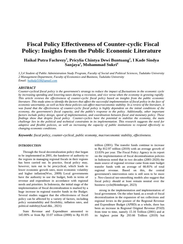 Counter-Cyclical Fiscal Policy Insights | PDF | Fiscal Policy | Government Spending