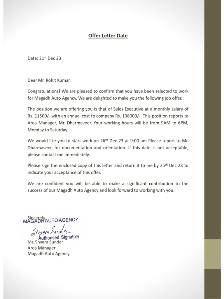 Rohit Offer Letter | PDF | Career & Growth | Business