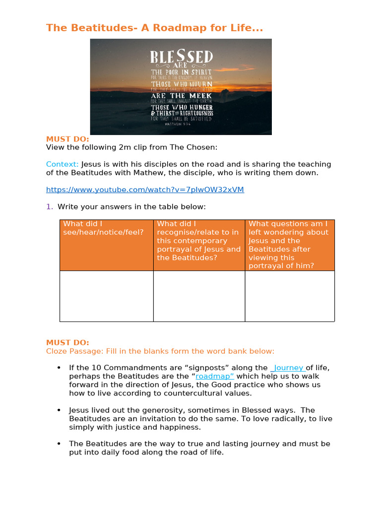 The Beatitudes - A Roadmap For Life | PDF | Jesus | Beatitudes