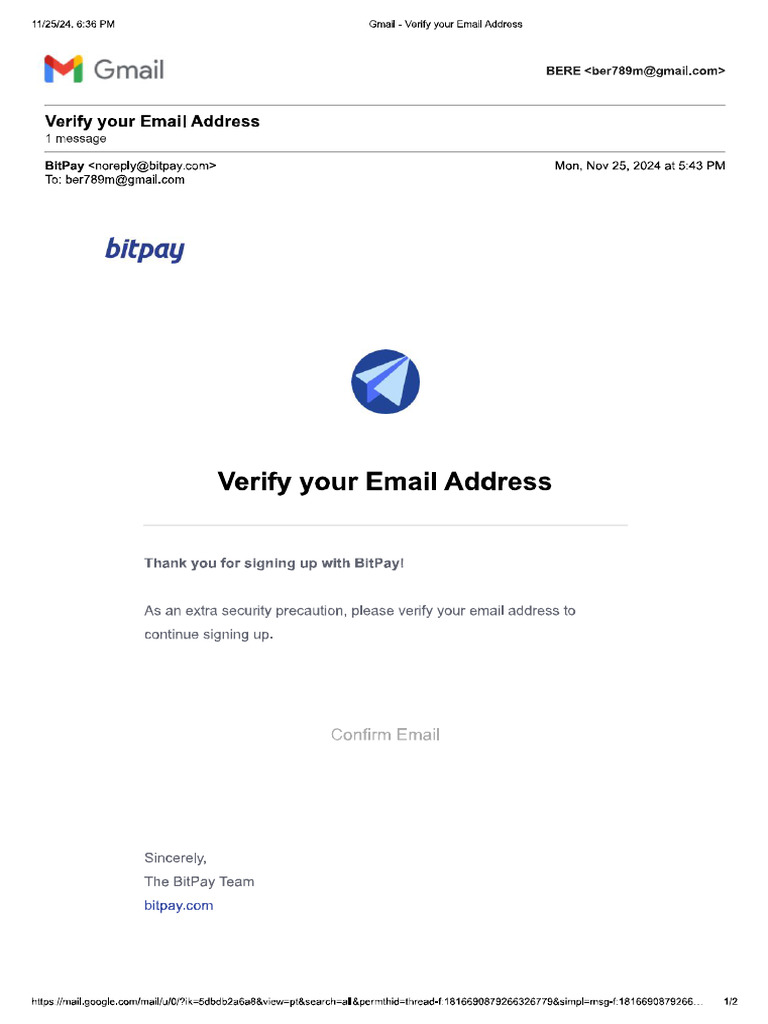 Gmail - Verify Your Email Address | PDF