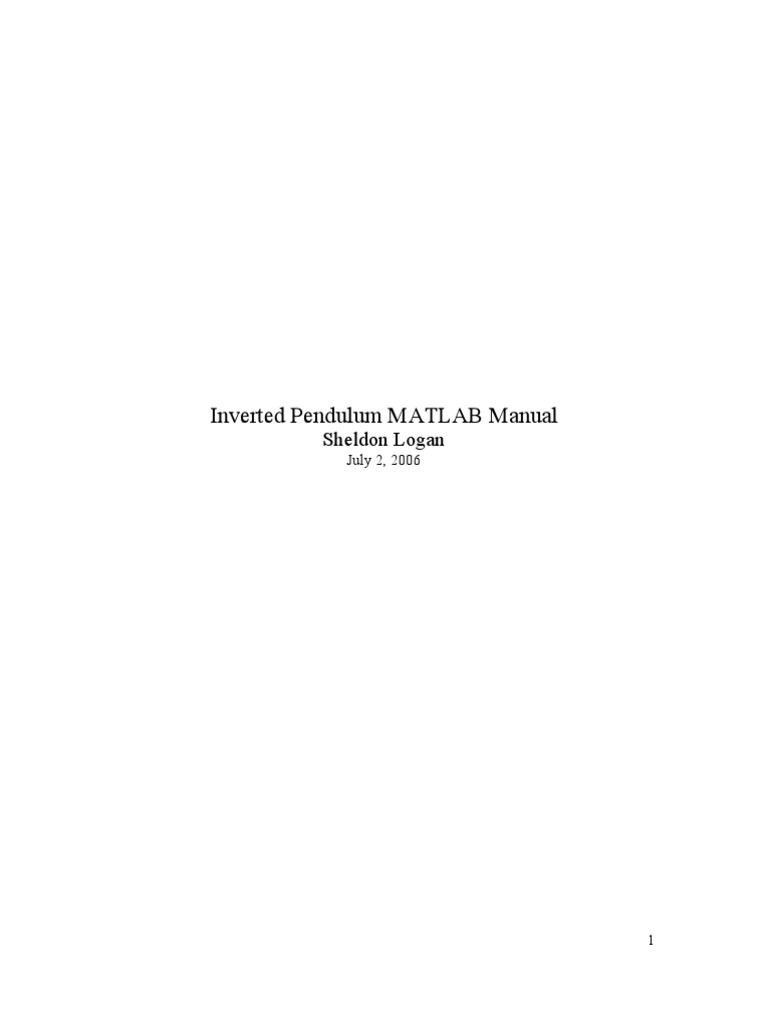 Inverted Pendulum MATLAB Manual | PDF | Amplitude | Control Theory