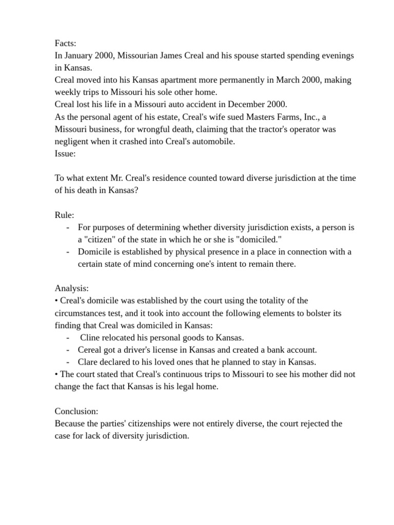 Case Brief Hawkins v. Masters Farms | PDF