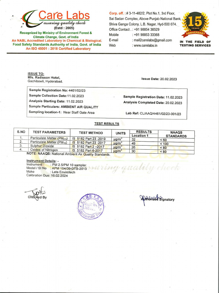 Air Test Reports | PDF