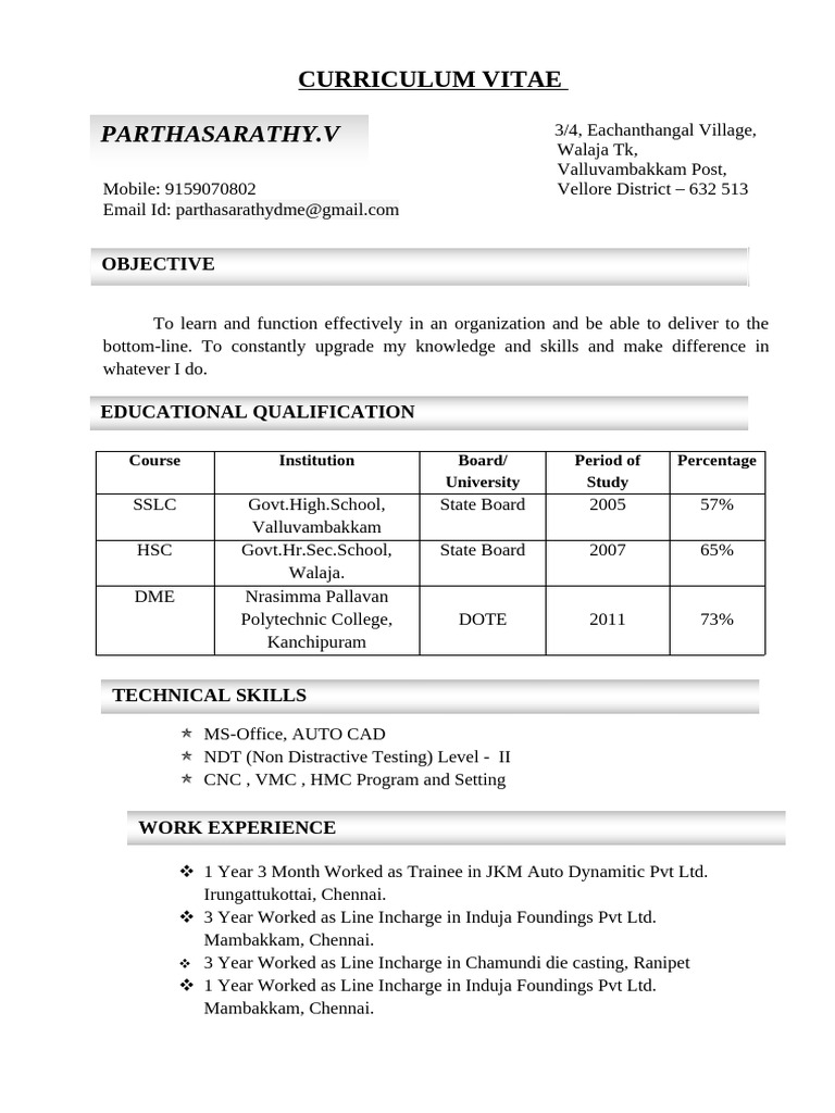 PARTHY (Resume (Correction) - 2 | PDF | Learning | Cognition