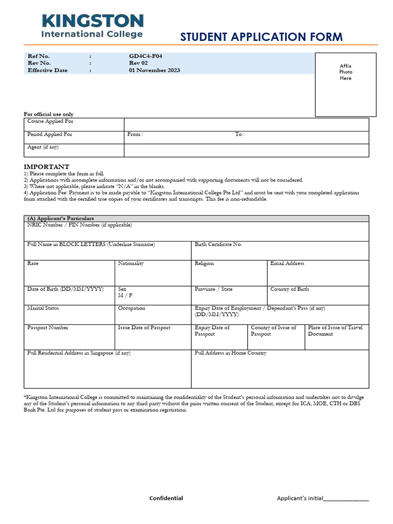 Student Application Form | PDF | Birth Certificate | Justice