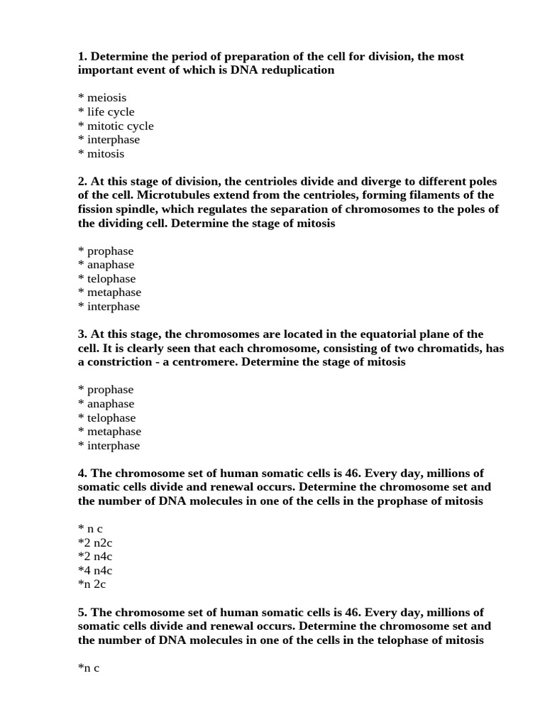 MCQ 3. Mitosis and Meiosis | PDF | Meiosis | Mitosis