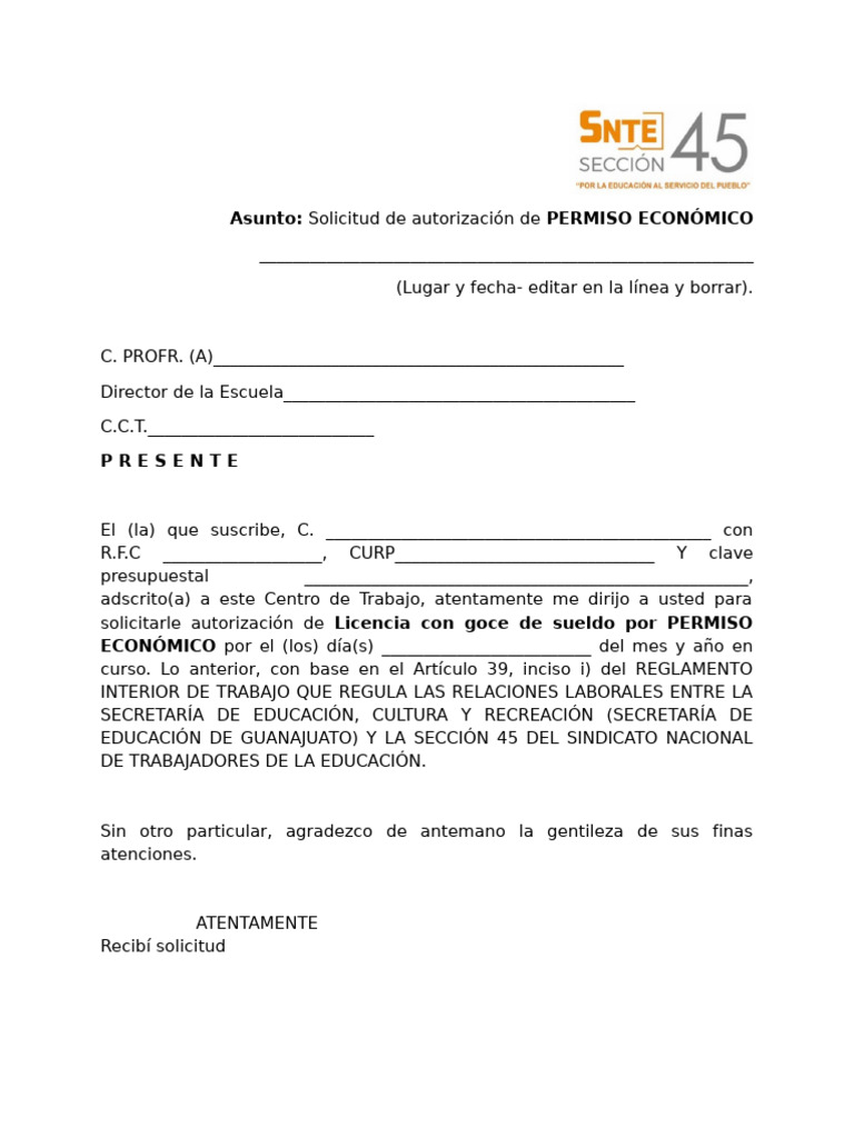 Formato Permiso Económico | PDF